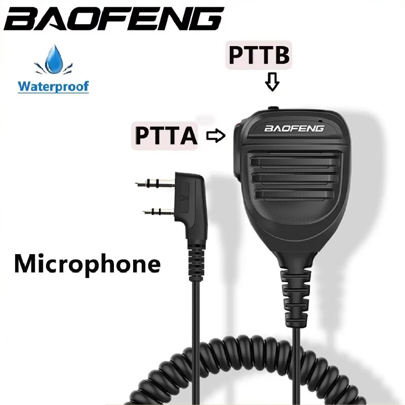Baofeng водонепроницаемый тактический микрофон для рации 2-контакта Black
