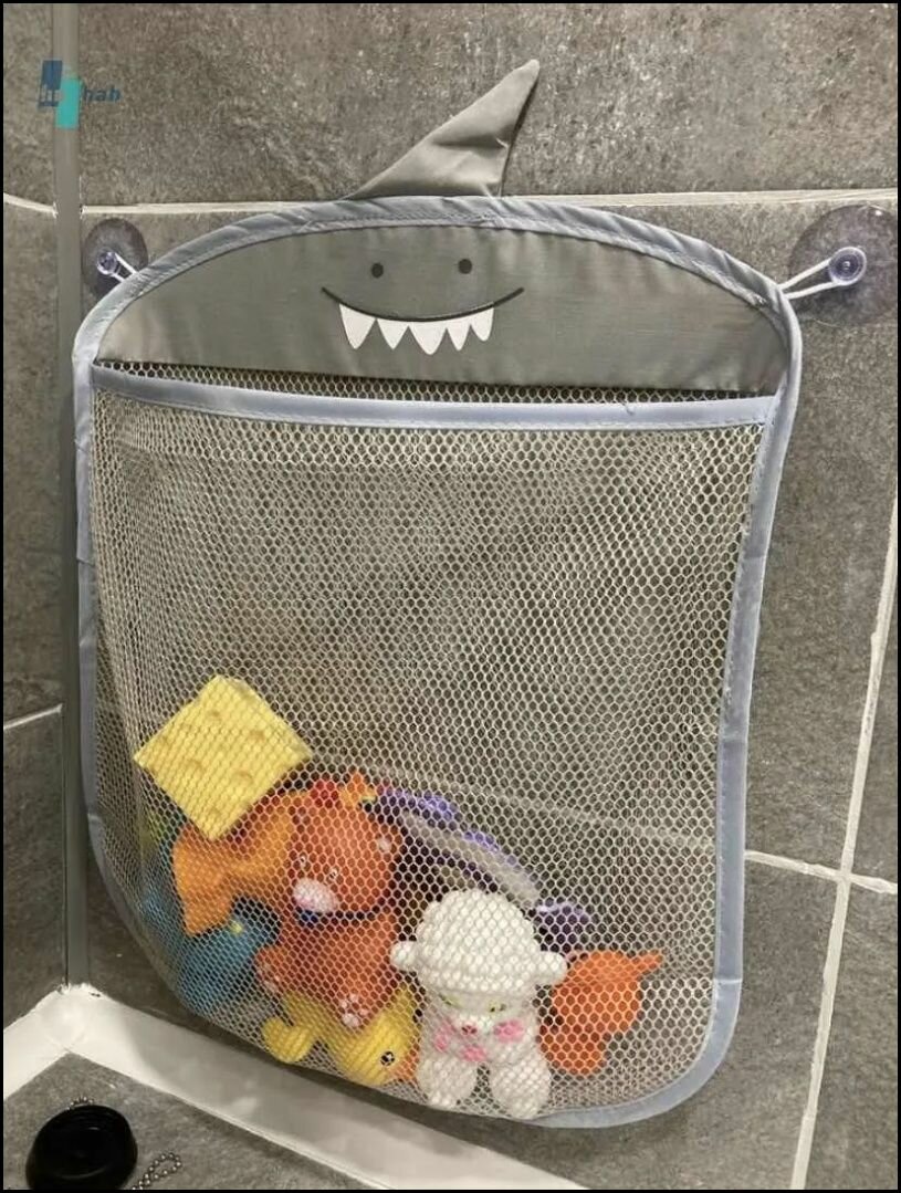 Сетка для хранения игрушек в ванной на присосках (серый)