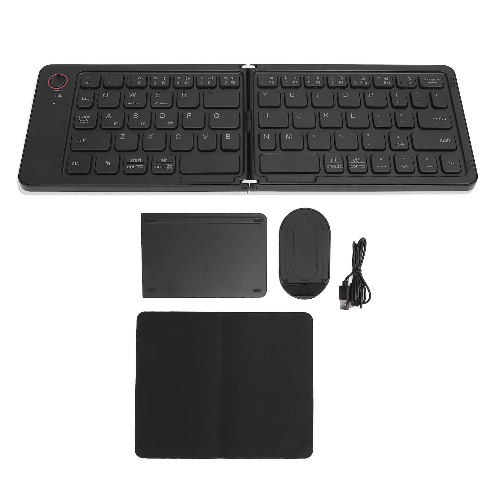 Складная клавиатура Bluetooth 67 клавиш портативная беспроводная клавиатура с подставной для Android для Android для Win Plaint Tablet Laptop Black