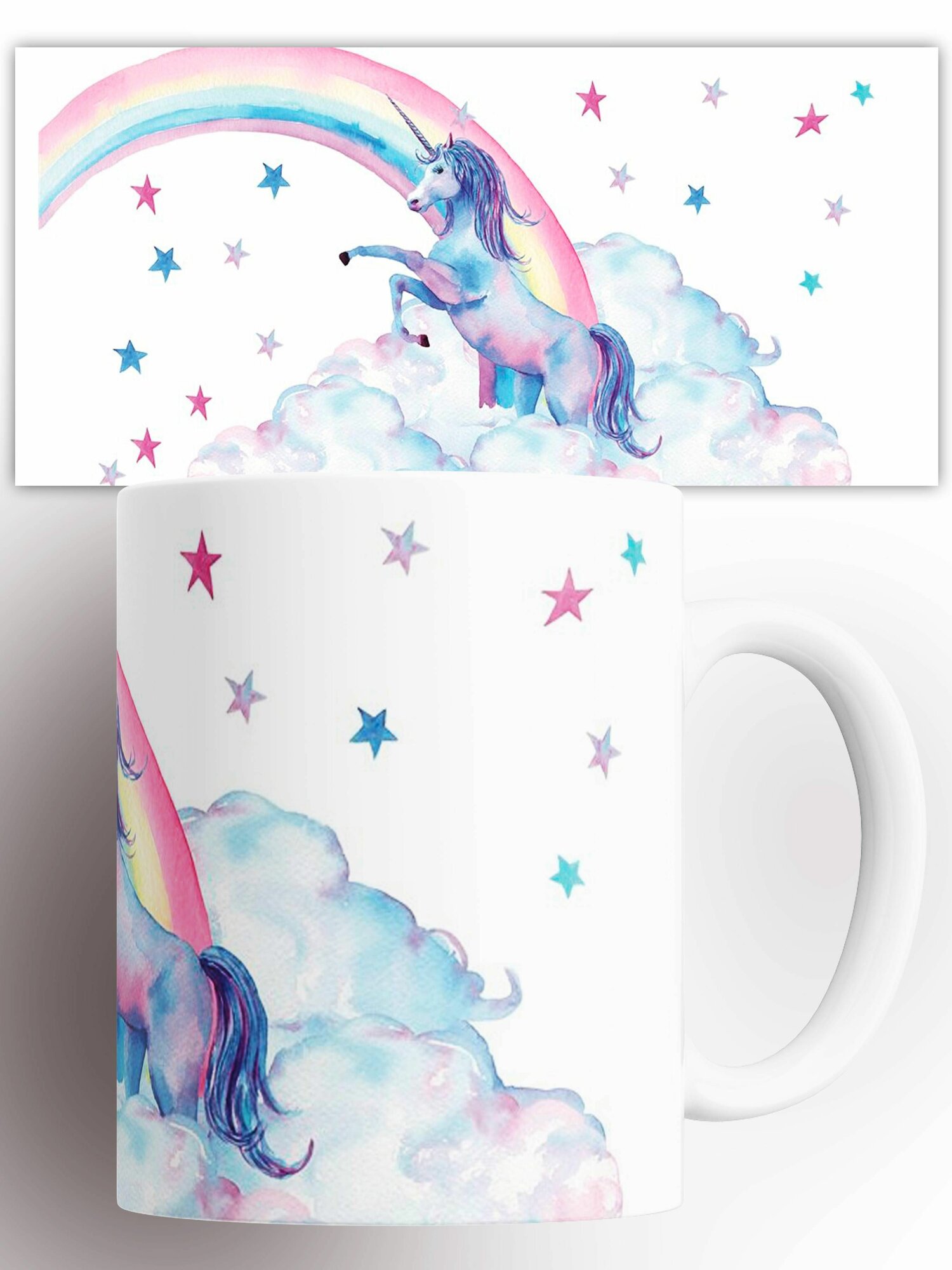 Кружка с принтом Единорог Акварель 330 мл