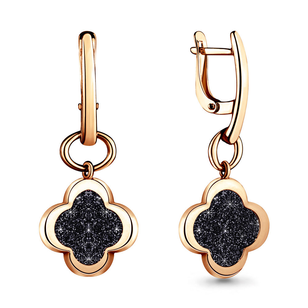 Серьги с подвесками, серебро, 925 проба, золочение, родирование, алмазный полуфабрикат