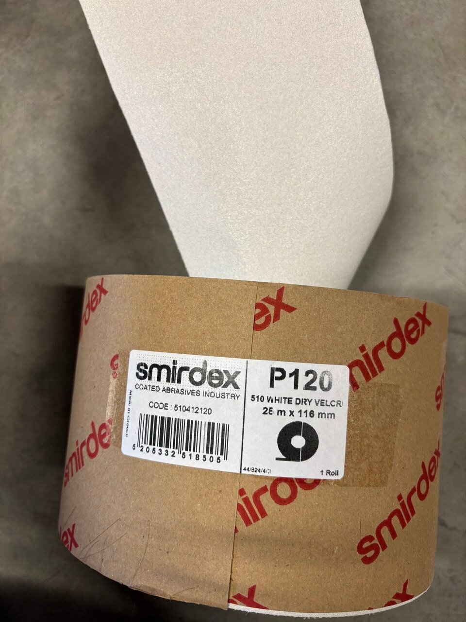 Шлифовальный материал в рулоне SMIRDEX 510, на липучке, 115 * 25 м, P120