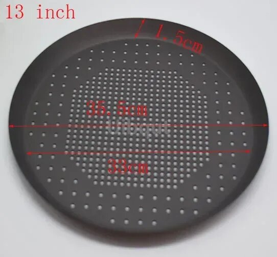 Отверстие черного цвета с антипригарным покрытием, противень для выпечки пиццы, тарелка, держатель для посуды, принадлежности для выпечки, инструмент для выпечки, аксессуары, сковорода для пиццы, металлическая сетка Black 13inch