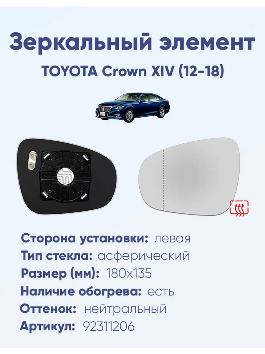 Зеркальный элемент левый TOYOTA Crown XIV (12-18)A92311206