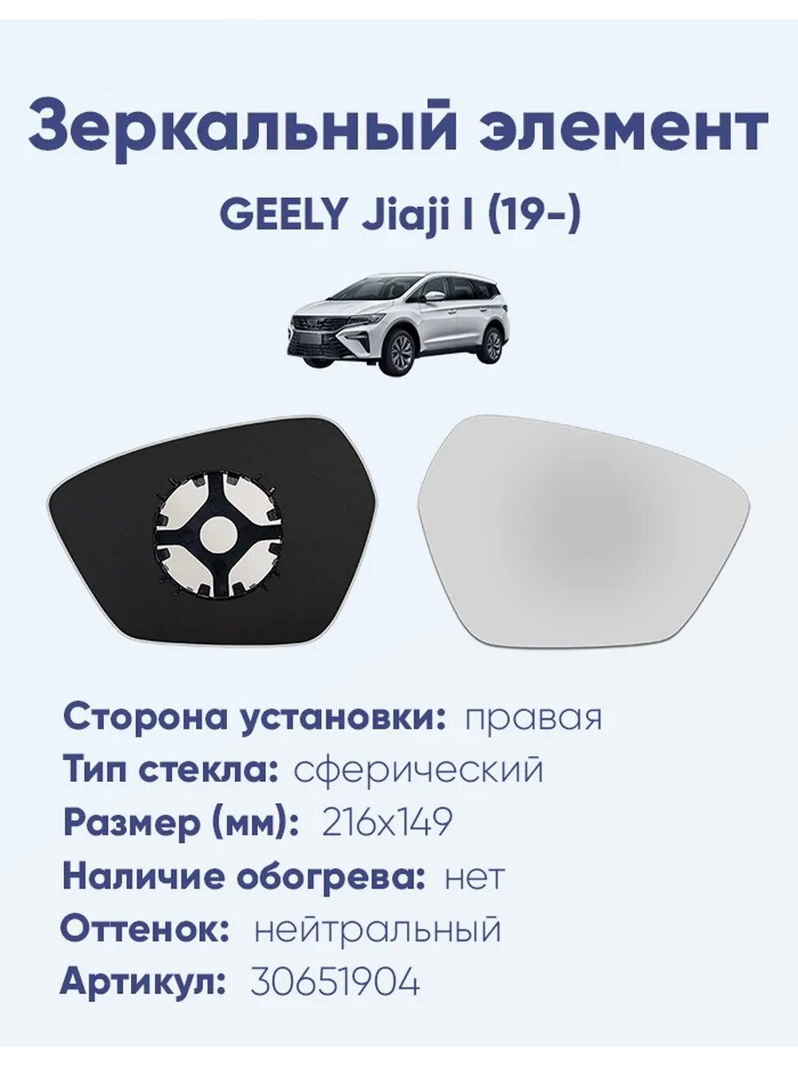 Зеркальный элемент правый GEELY Jiaji I (19-)A30651904