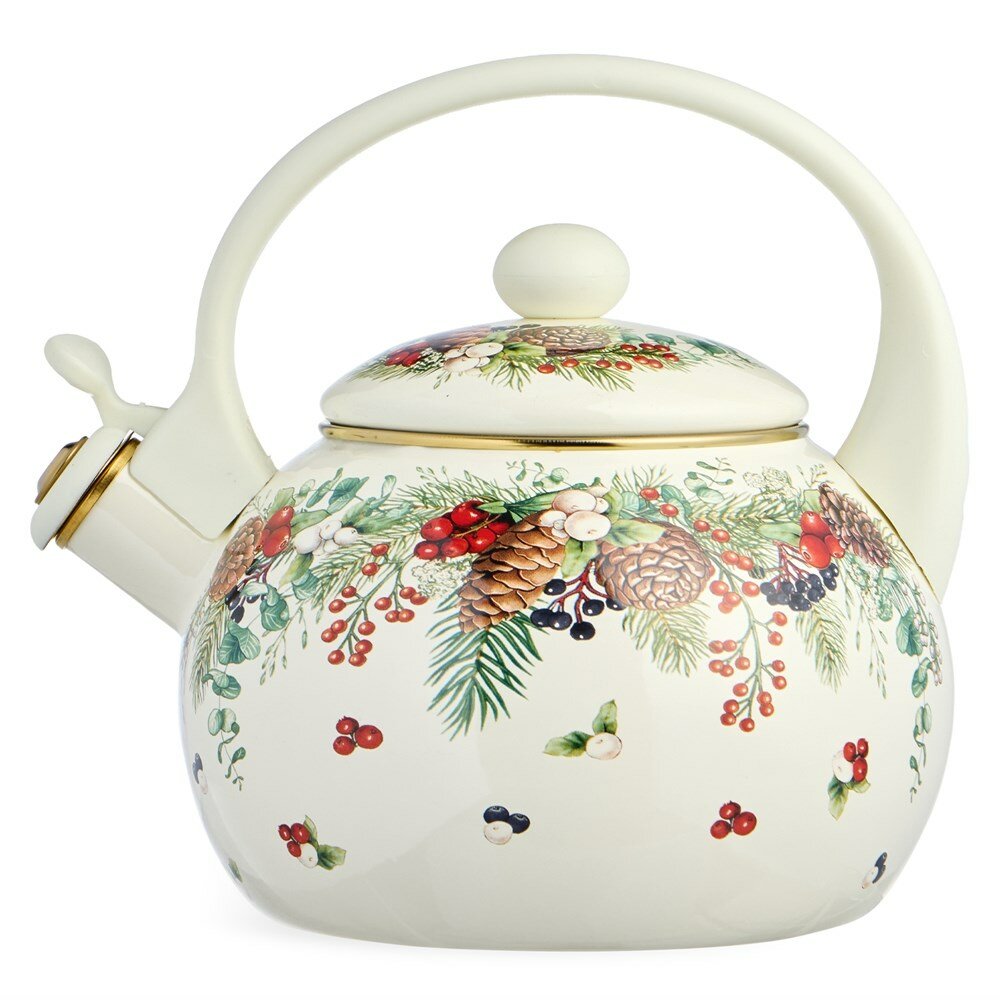 Чайник agness эмалированный со свистком серия "Celebration", 2,2л, индукционное дно