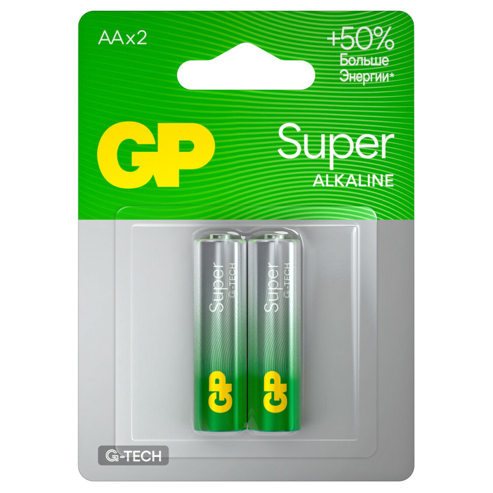 Батарейка GP Super G-Tech AA (LR6) 15A алкалиновая, BC2, 8 штук, 374881