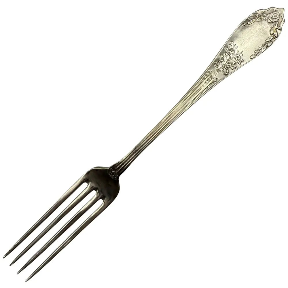 Вилка столовая "Цветы", 21.5 см, серебро 800, 1886-1930 гг. (Galv Brod), Германия