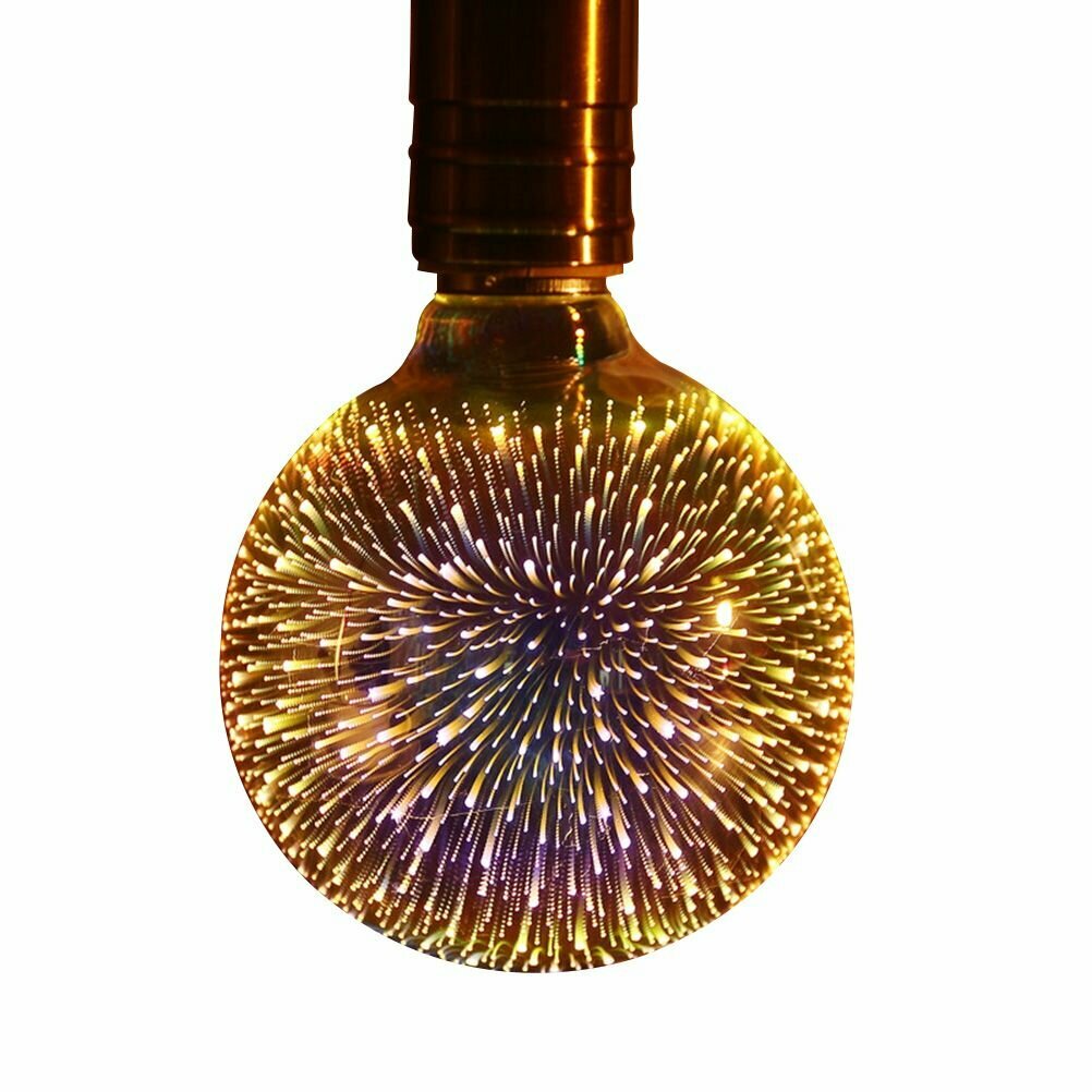 3D LED лампа с эффектом фейерверка, 4W E27, винтажная декоративная лампочка