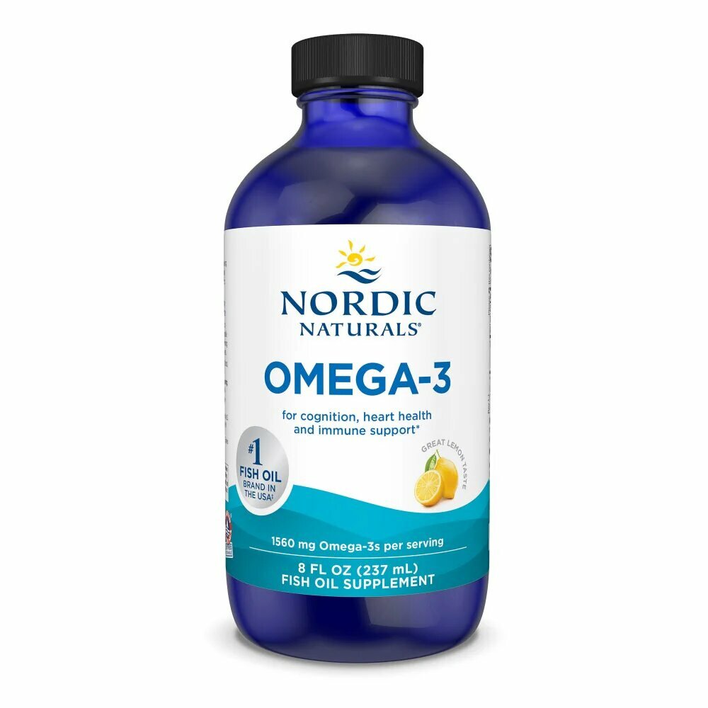 Nordic Naturals, Омега-3 со вкусом лимона, 1560 мг, 237 мл