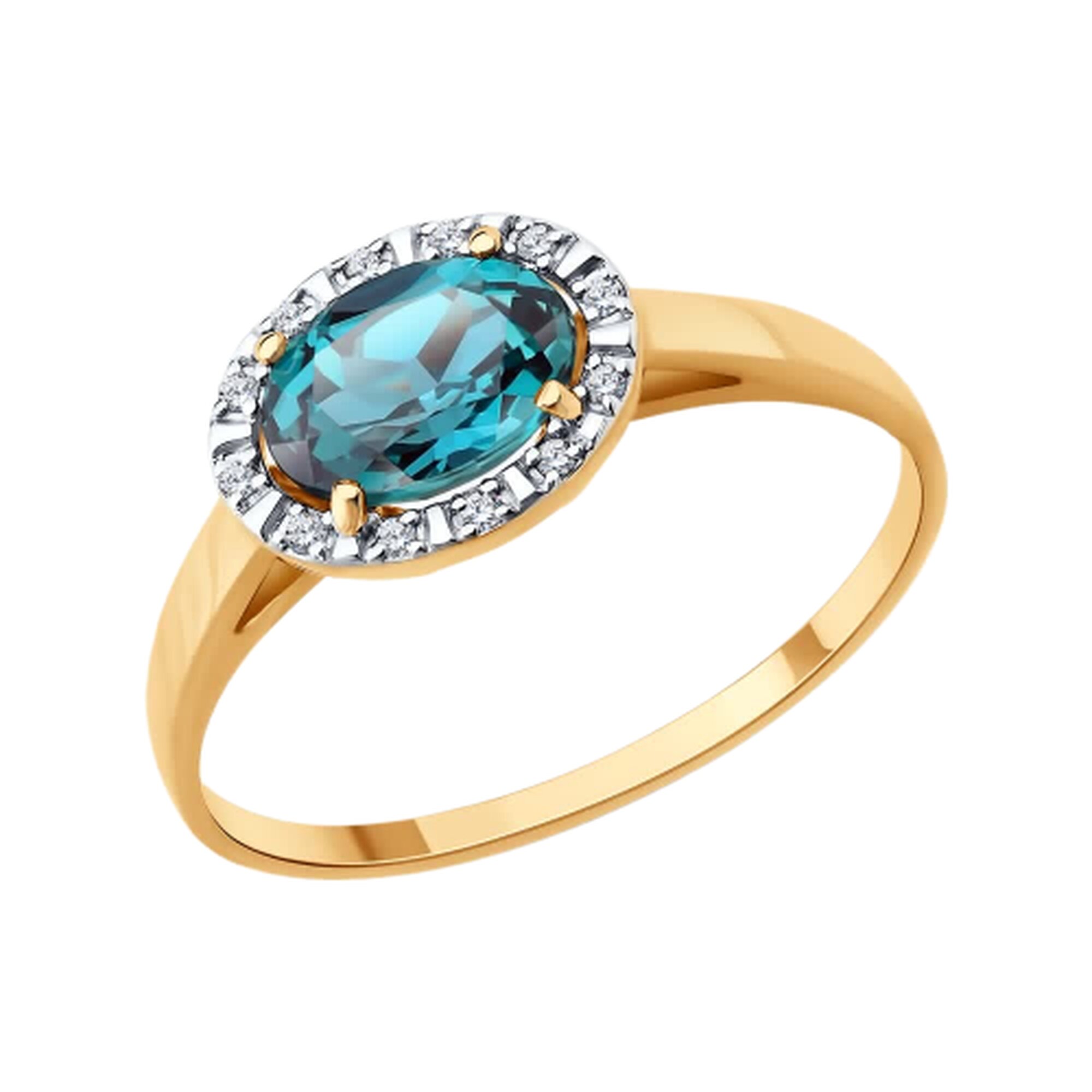 Кольцо, красное золото, 585 проба, бриллиант, александрит