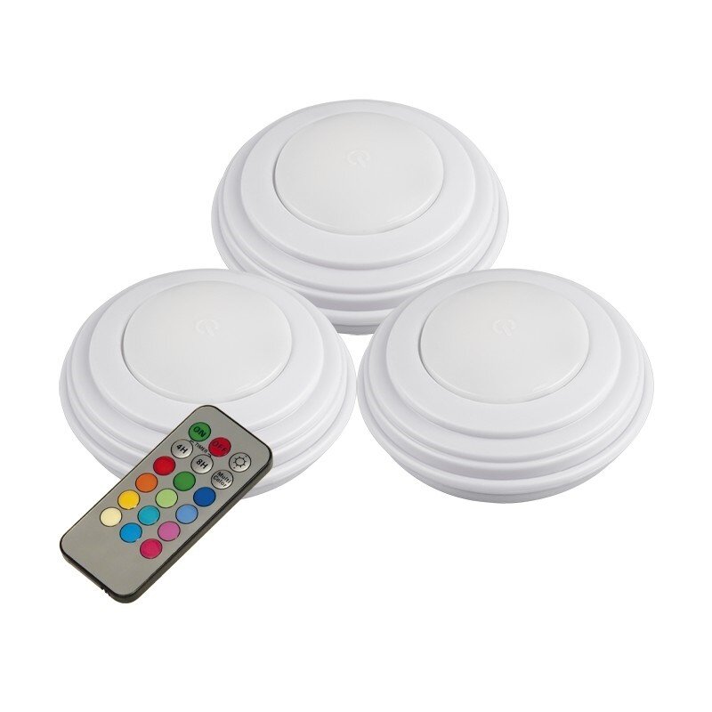 Фонарь-светильник Jazzway пушлайт бел. TS5-RGBx3 (3xR03) SMD(60lm) пульт ДУ скотч в компл. 69x30 (уп. 3 шт.)