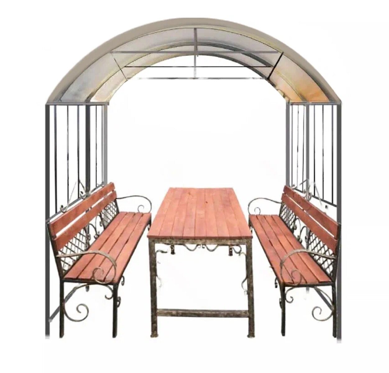 Беседка Дружба для гриля и мангала, цельносварная, 150 х 125 х 230 см