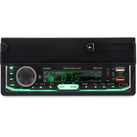 Автомагнитола Digma MCP-414 1DIN 4x45Вт v5.0 USB 2.0 AUX 4 ПДУ