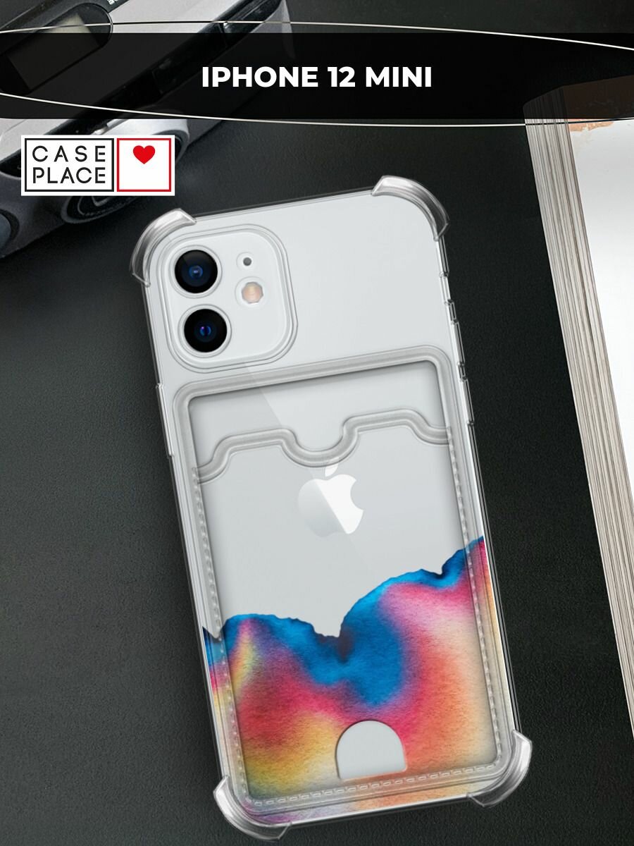 Чехол на Apple iPhone 12 mini (Айфон 12 Мини) с картой и принтом Акварельное сочетание