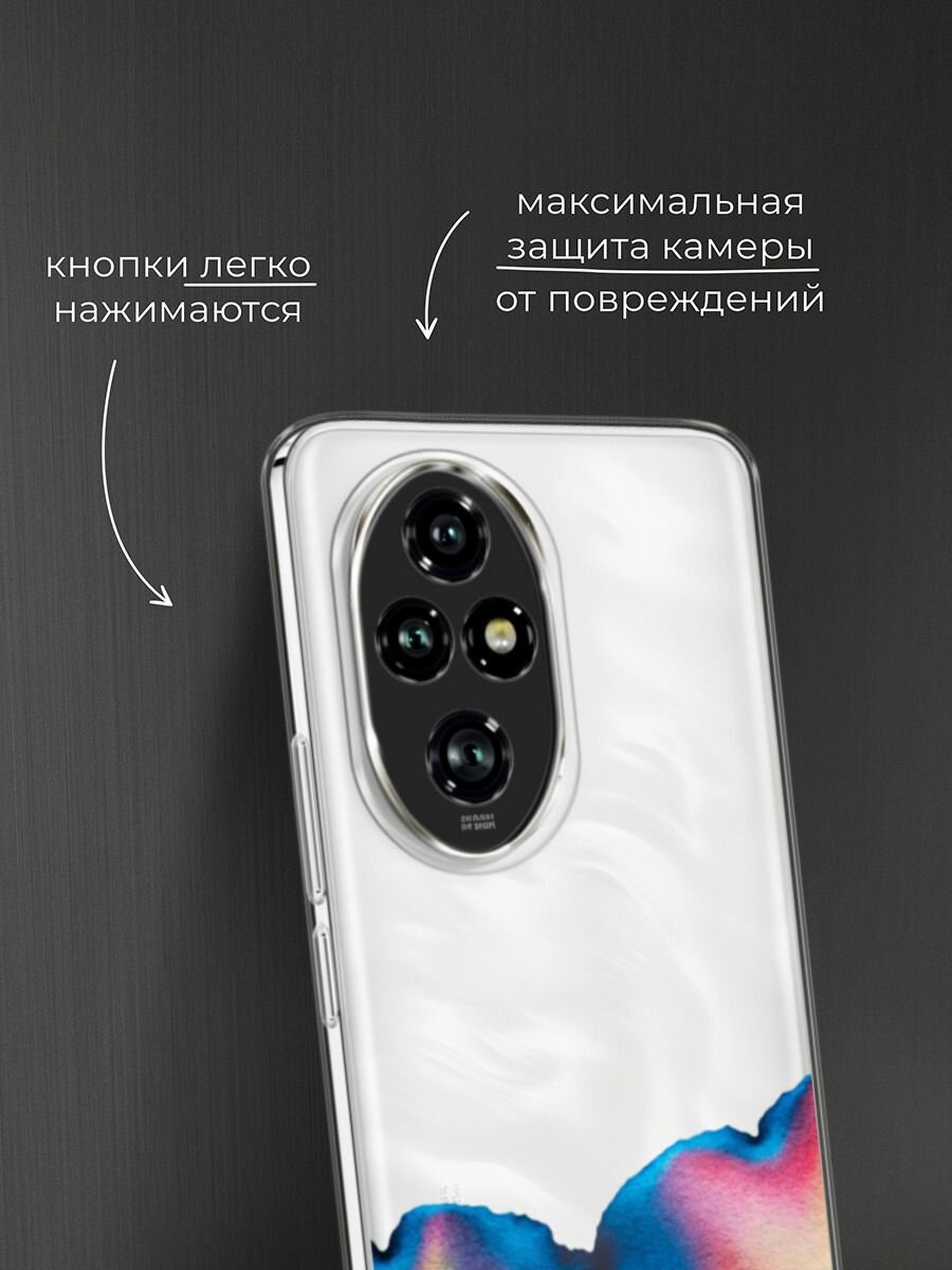 Чехол на Honor 200 Pro / Хонор 200 Про с принтом Акварельное сочетание, прозрачный — фото 1