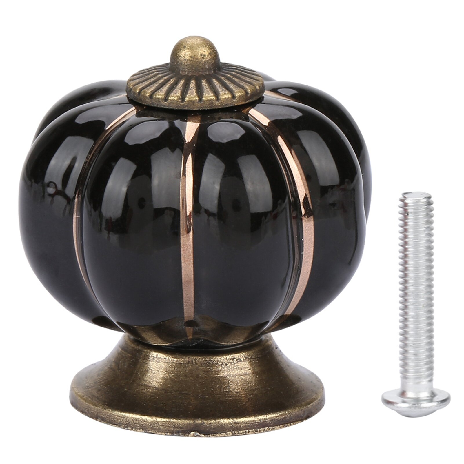 Керамические ручки-тыквы в европейском стиле для мебели, шкафа, ящика (черные)