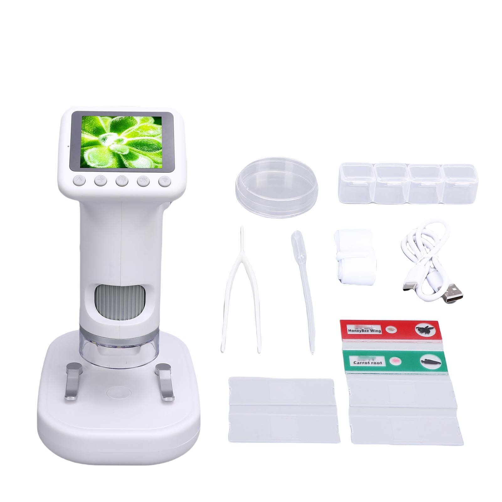 Детский микроскоп 1600X карманный портативный мини-ручной цифровой 1080P HD 2-дюймовый экран перезаряжаемая студенческая научная игрушка