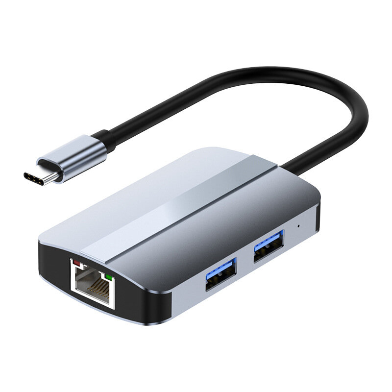 Док-станция KERZY B13GY 5 в 1 Type-C к RJ45, USB 3.0, USB 2.0, слоты SD/TF, multicolor