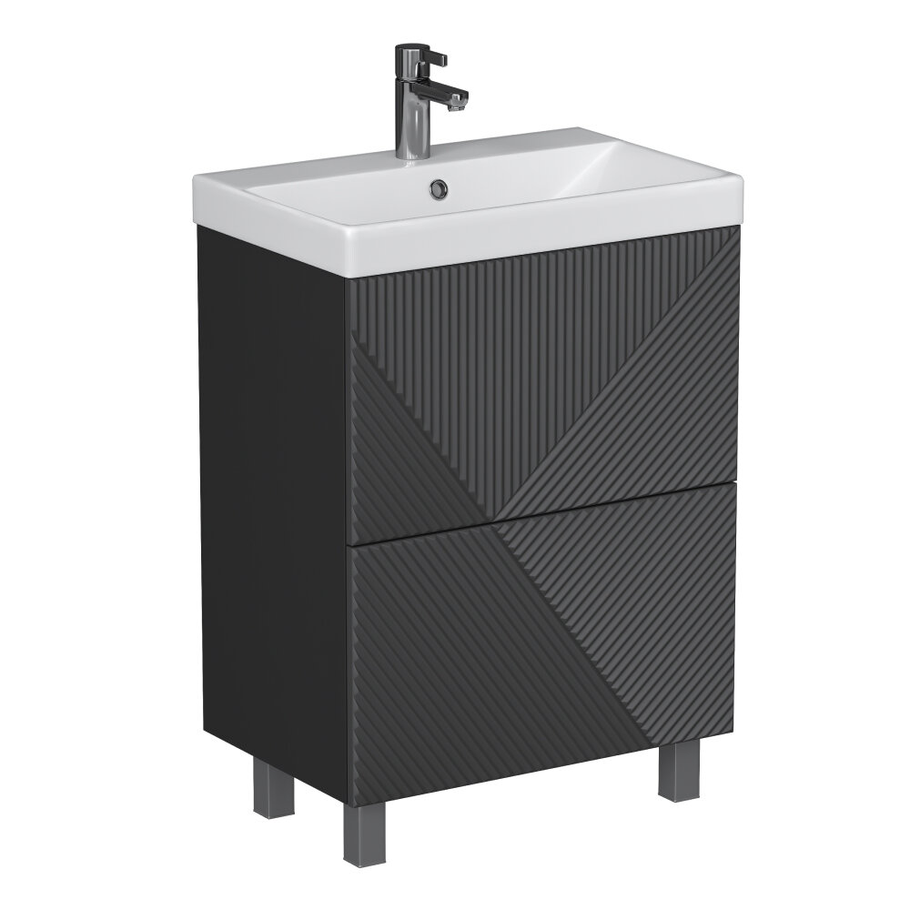 Тумба напольная под раковину Vigo Риос 60 с 2 ящиками (9696-60) цвет графит