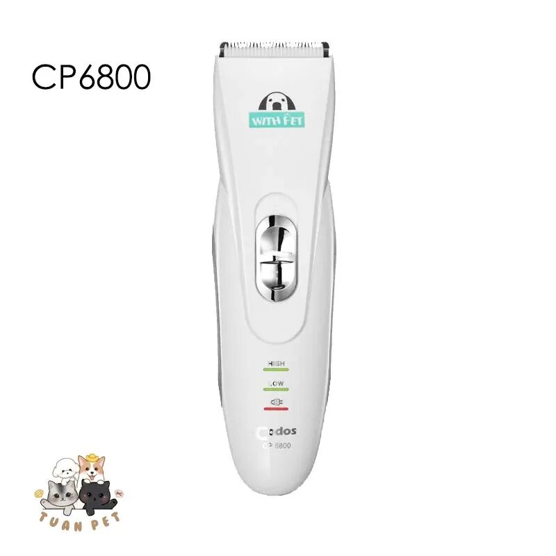 Машинка для стрижки животных Codos CP6800, 2 скорости, аккумулятор+сеть, белый/голубой/черный