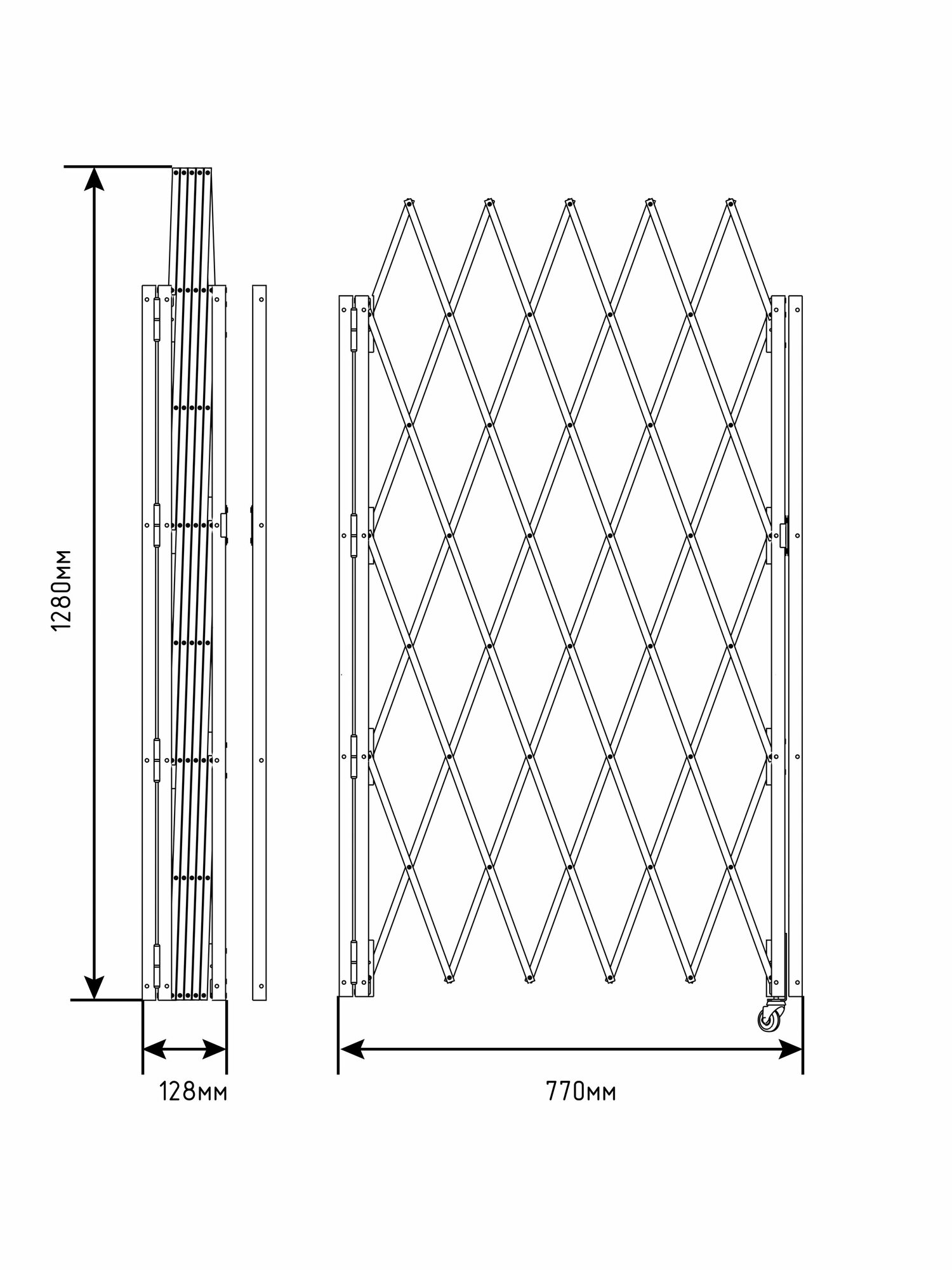 Решетка на окно раздвижная "Крепыш" 1280x770