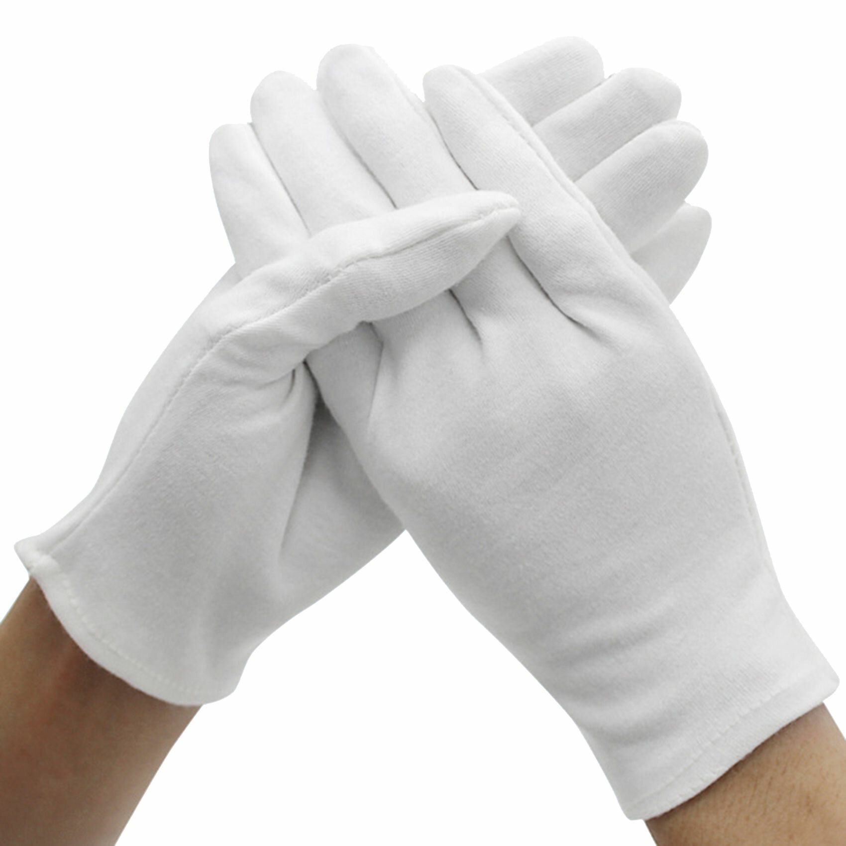 12 пар хлопчатобумажных перчаток для работы, косметики, увлажнения и проверки ювелирных изделий.