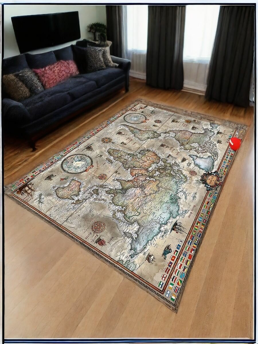 Ковер Винтажная карта мира, 1.5 x 2 м