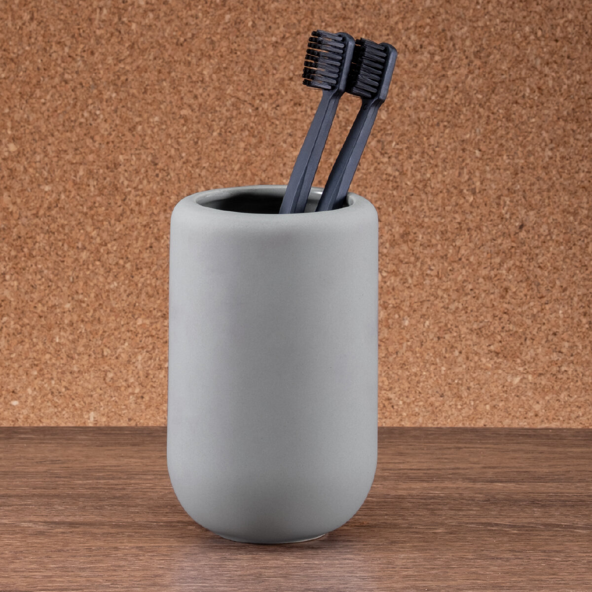 Стакан для зубных щеток керамический с покрытием soft touch, Terapy серый