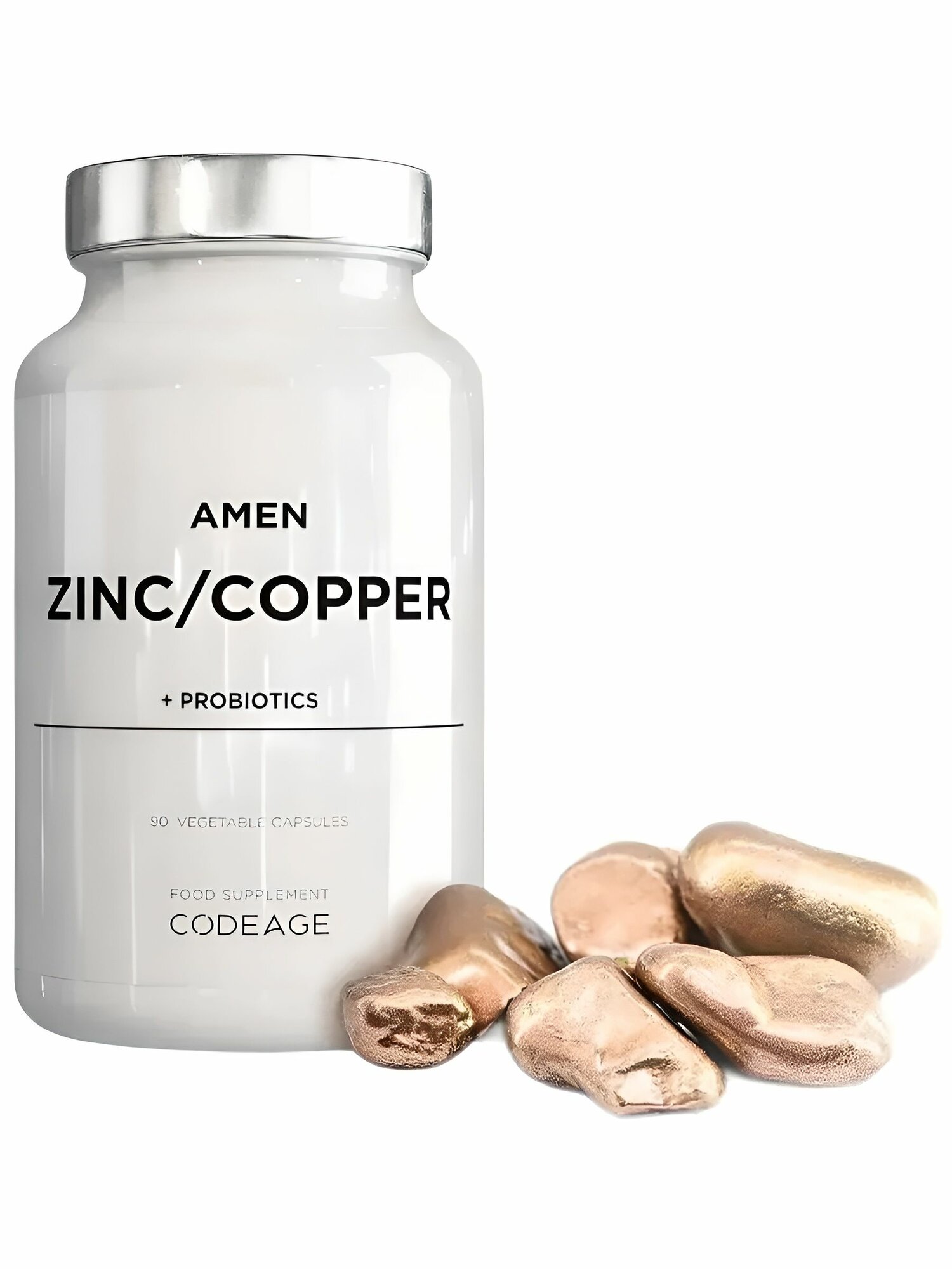 Codeage, Amen Zinc/Copper + Probiotics, цинк и медь + пробиотики, 90 капсул