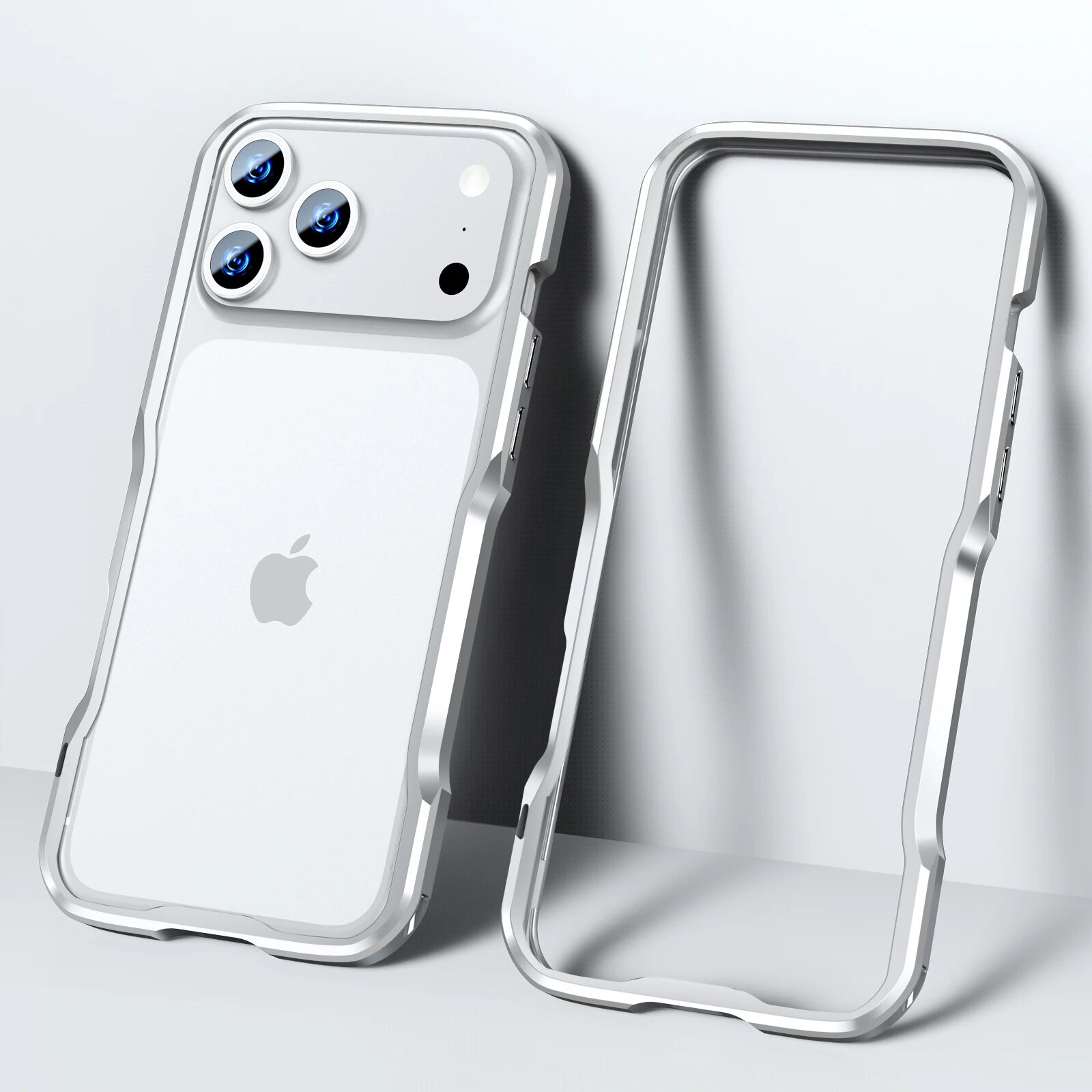 Чехол iPhone 17 Pro Max, серебряный, металлический