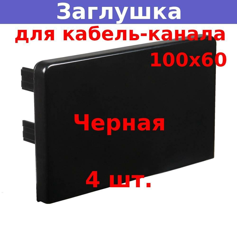 Заглушка ЗГЛ для кабель-каналов 100х40/100х60 мм черная (4 шт.)