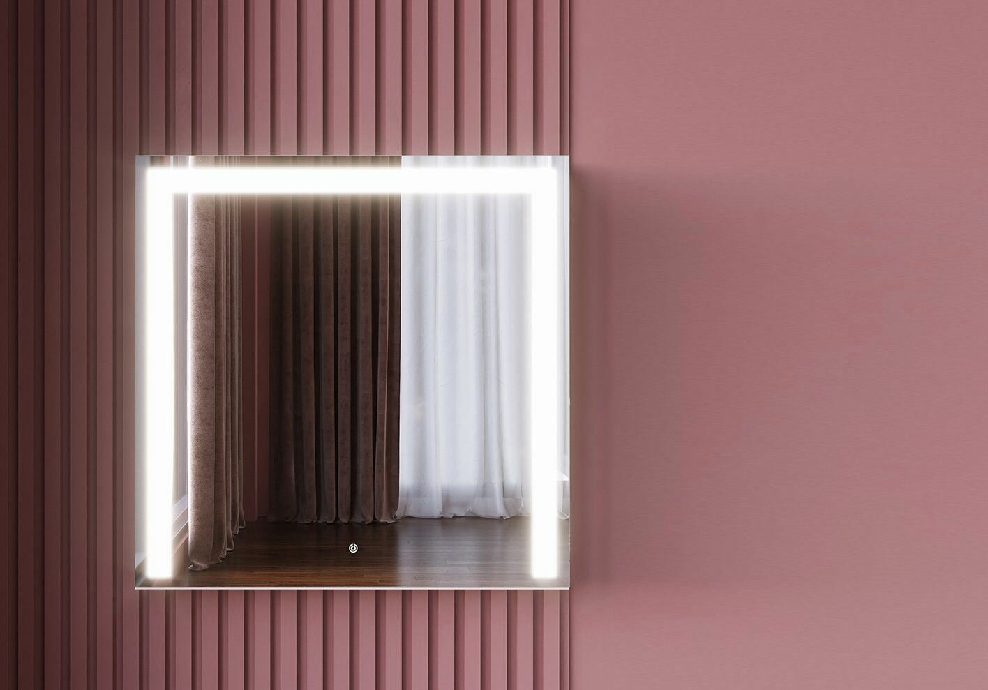 Зеркало с LED-подсветкой "Волна", для гримёрного столика, белая, 80 см