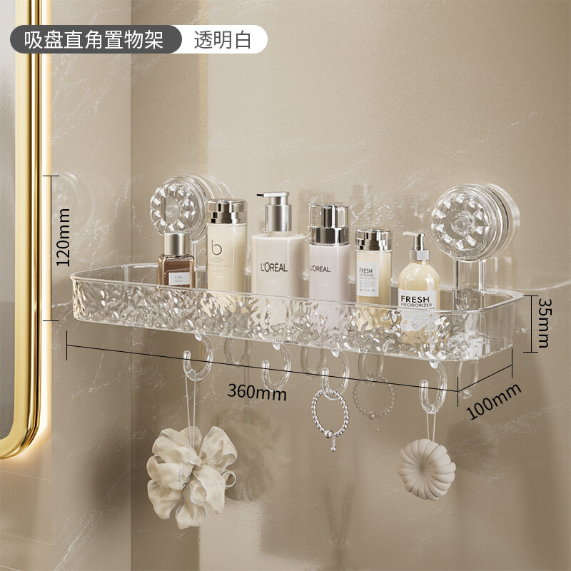 Настенный квадратный прозрачный акриловый стеллаж для ванной комнаты, белый цвет, компактный дизайн, простая установка