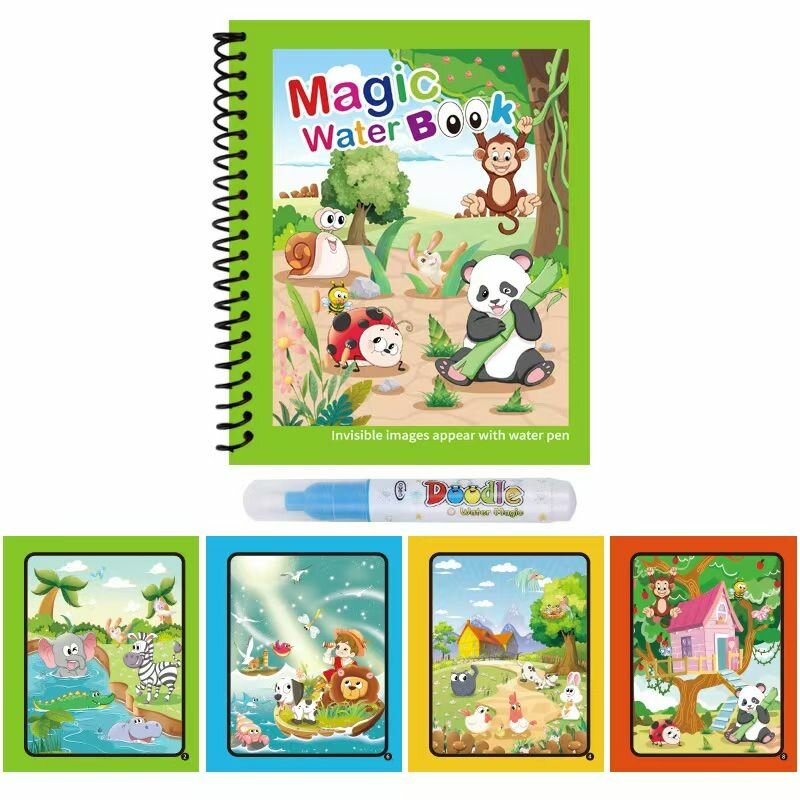 Многоразовая водная раскраска "Афинагорид с пандами" с маркером