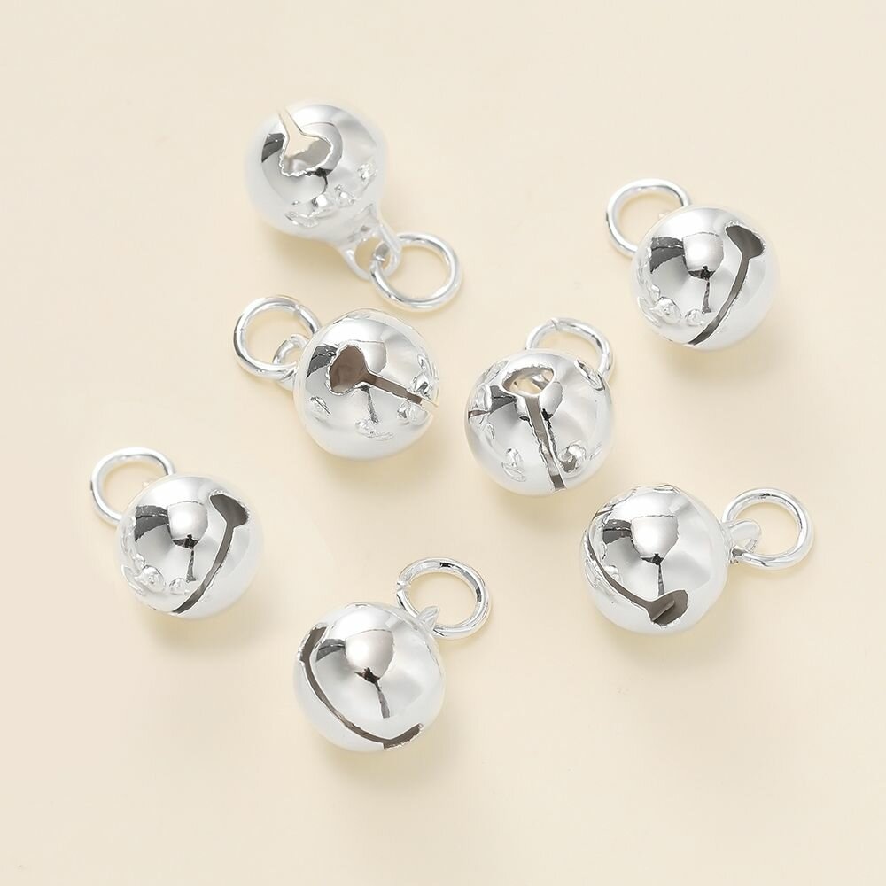Бубенчики с Кольцо соединительное, металлические, для декора и творчества, размер 5.5-6 мм, 5 шт, цвет серебро