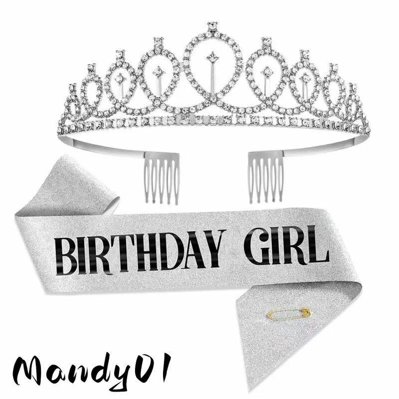Короны на день рождения для женщин с кристаллами и лента на день рождения для девочек