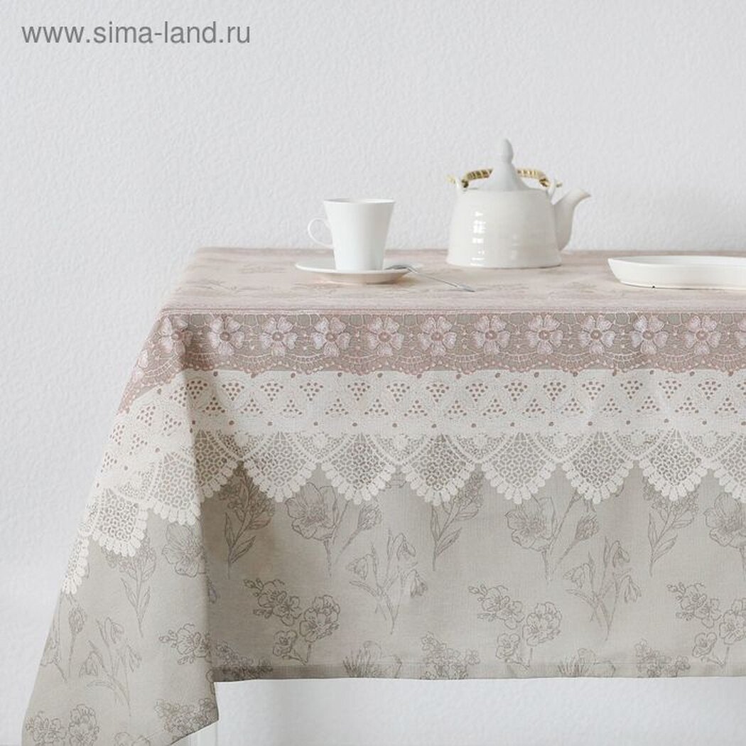 Скатерть "Доляна" Кружево 110х146 см, 100% хлопок, рогожка, 164 г/м2
