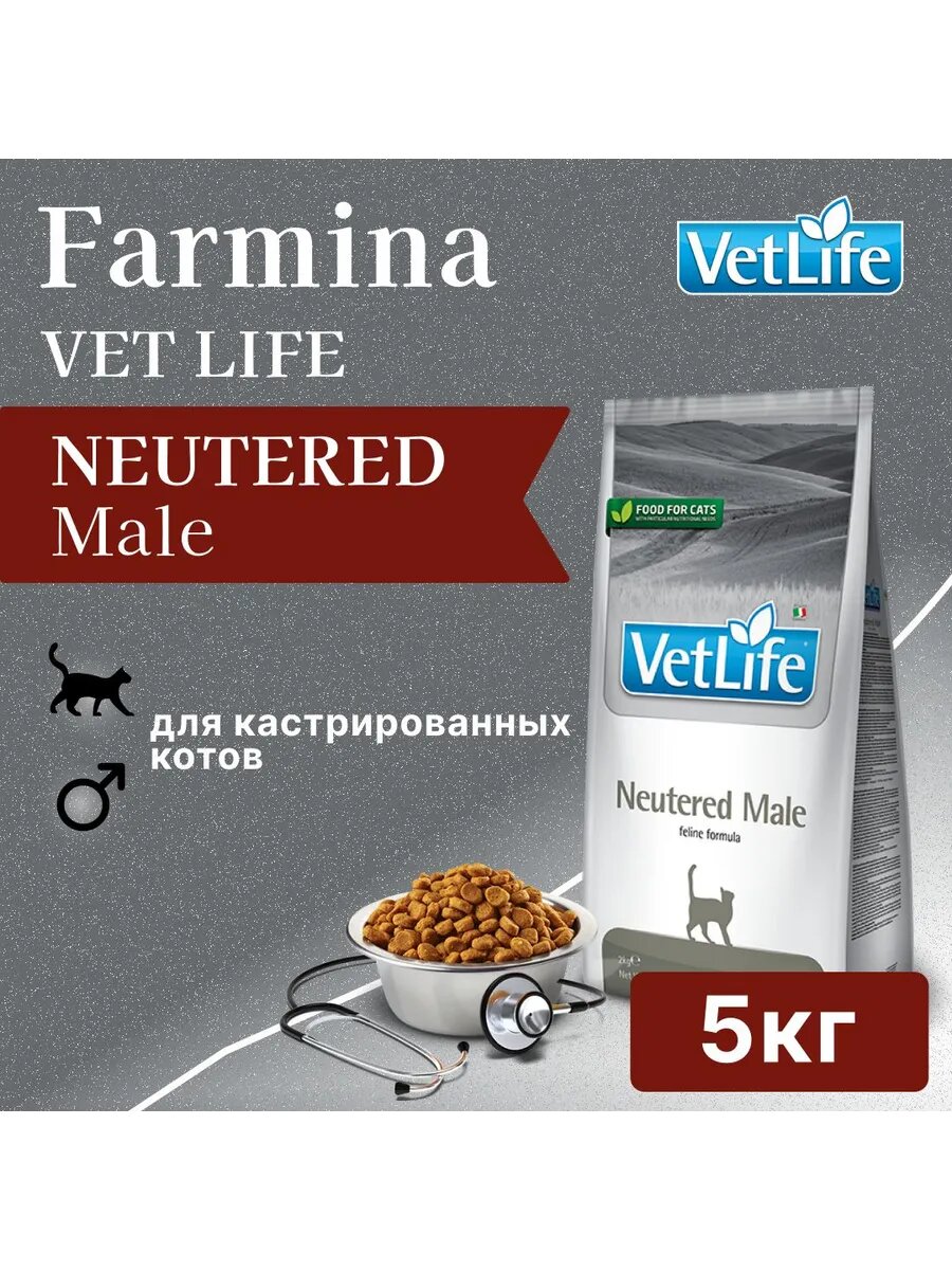 VET LIFE NEUTERED MALE для котов (после кастрации), 5 кг