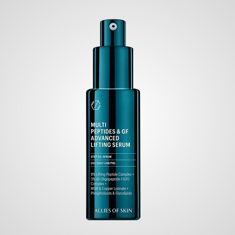 Разглаживающая мультипептидная сыворотка с фактором роста 30 мл ALLIES OF SKIN Multi Peptides & GF Advanced Lifting Serum Сыворотка 30 мл