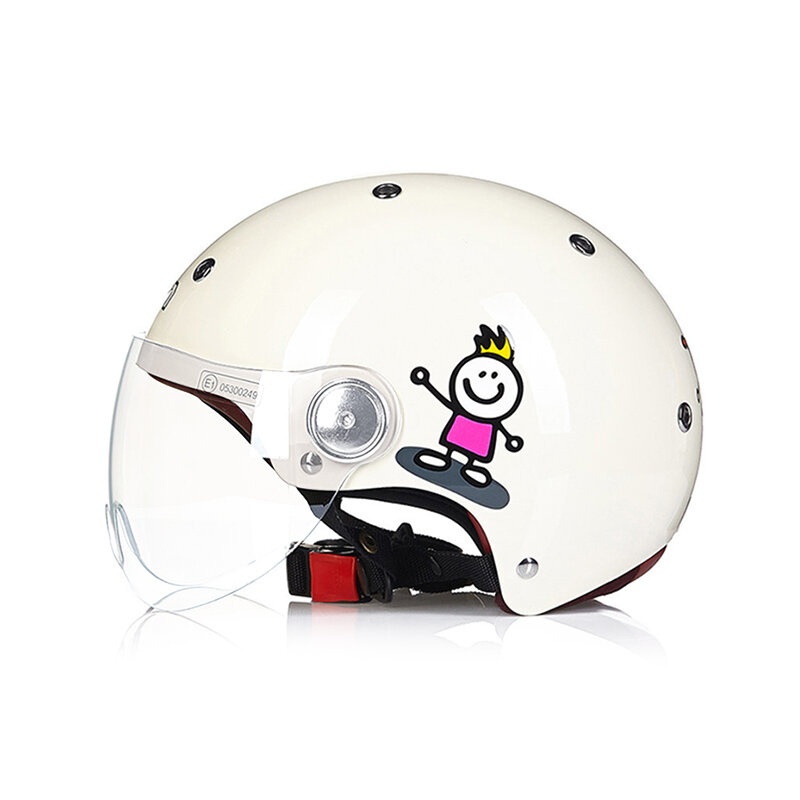 Полуоткрытый шлем унисекс BEON CCC, bright milky white/cartoon, ABS с одним визором, M EU