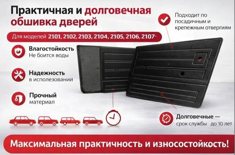 Обивка дверей 2101-2107 люкс кожа на пластиковой основе комплект 4шт.