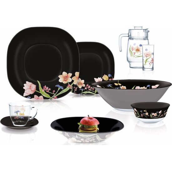 Столовый набор Luminarc CARINA MINUET BLACK 44 предмета (V2710)