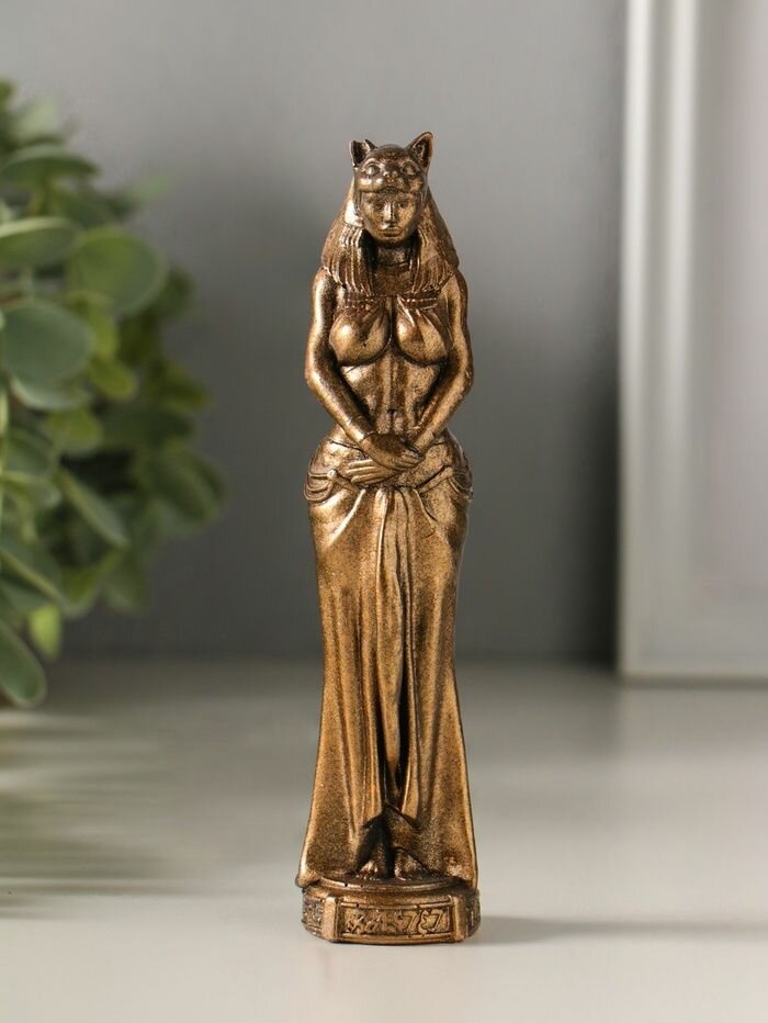 Фигурка Богиня Бастет , 14 3 3 см, гипс под бронзу винтаж
