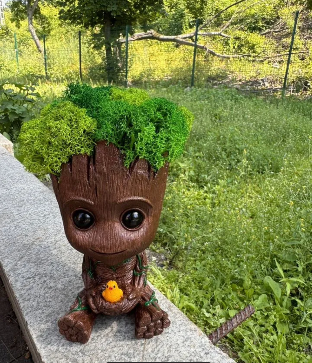 Фигурка садовая "MARVEL малыш Грут", ручная работа, с мхом, гипс