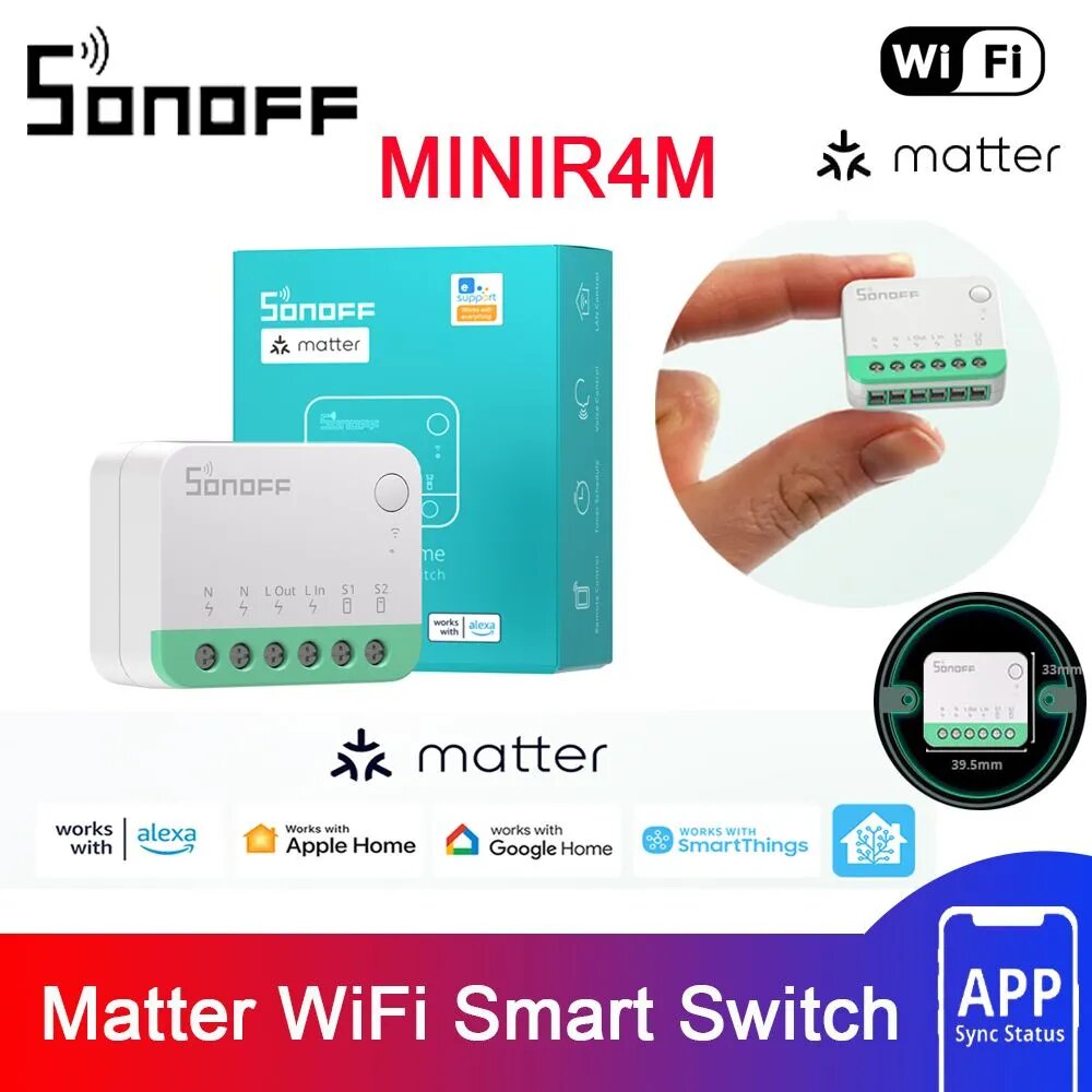WiFi (Matter) реле Sonoff MINR4M Extreme, 10А/2200Вт(Работает с Алисой)