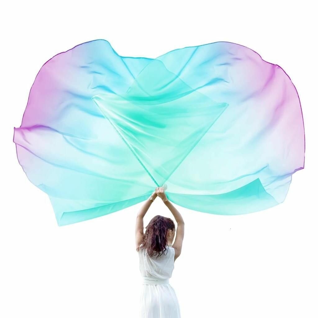 Флаги для танца славы, полукруглые, с регулируемой ручкой, Зеленый синий фиолетовый