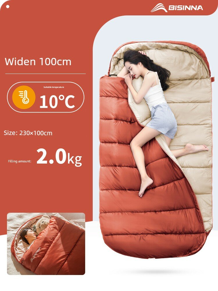 Спальный мешок 2,0 кг красный для теплой весны/осени, 5-10°C, универсальный для походов и отдыха