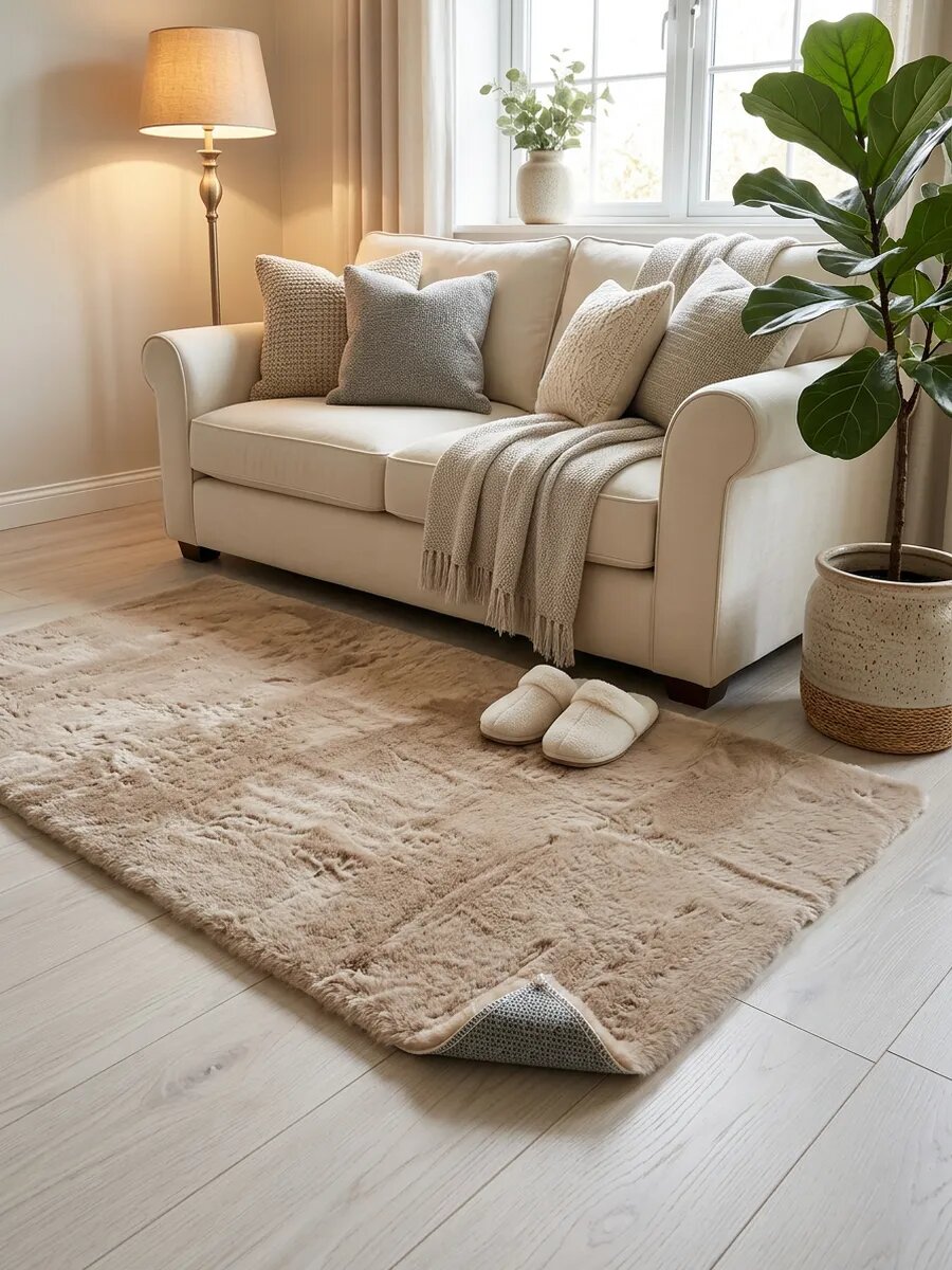 Ковровая дорожка Natali's Carpets "Имитация кролика" 100х200 см бежевый
