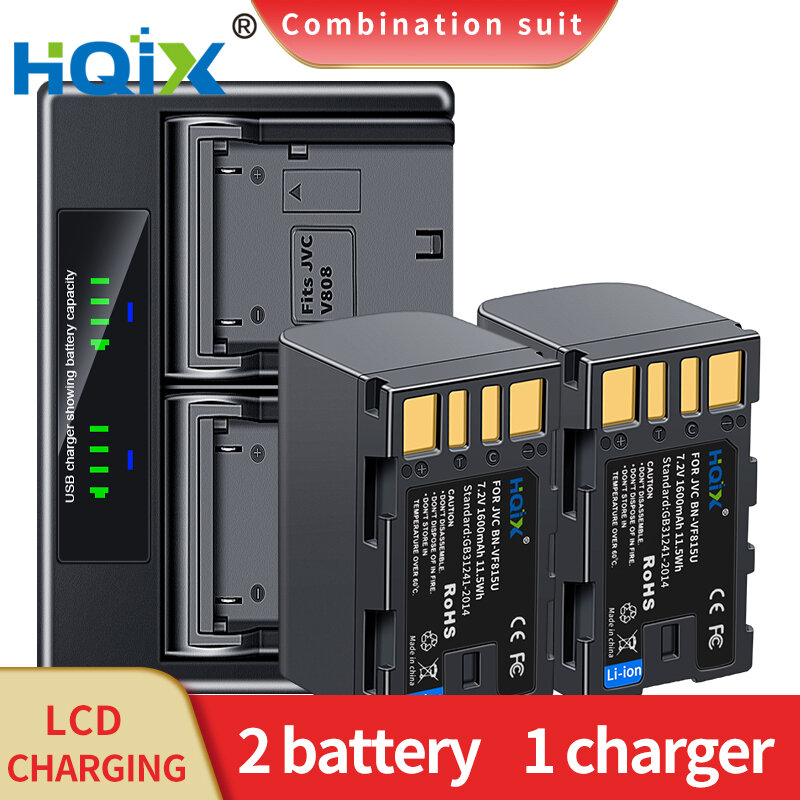 HQIX для JVC GD7 GR-D720 D725 D726 D728 D740 D745 D750 D760 D770 D775 D790 D796 GZ-MG575 камера BN-VF815U Двойное зарядное устройство Аккумулятор